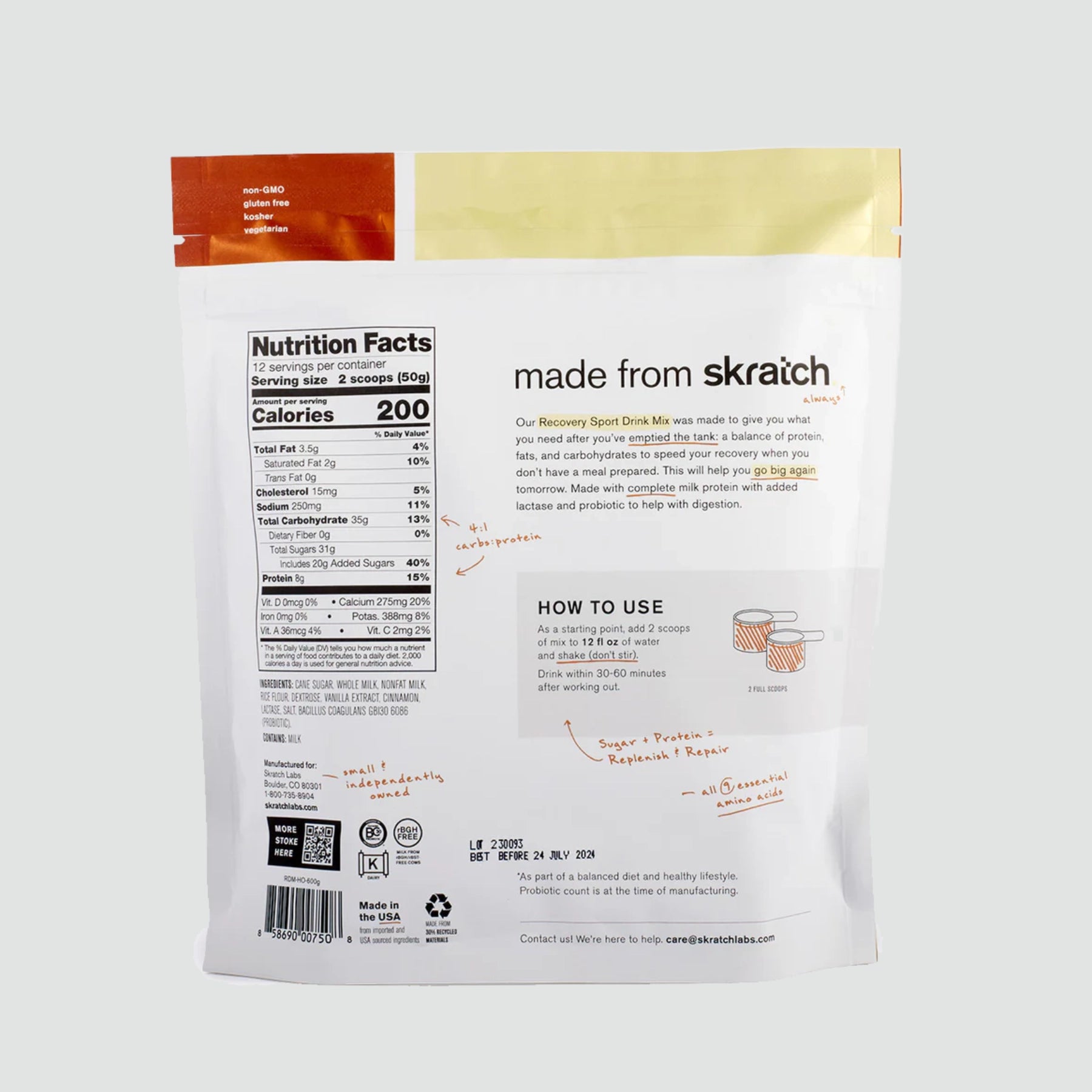 Skratch Labs Recovery Sport Drink Mix - Horchata – Le Club